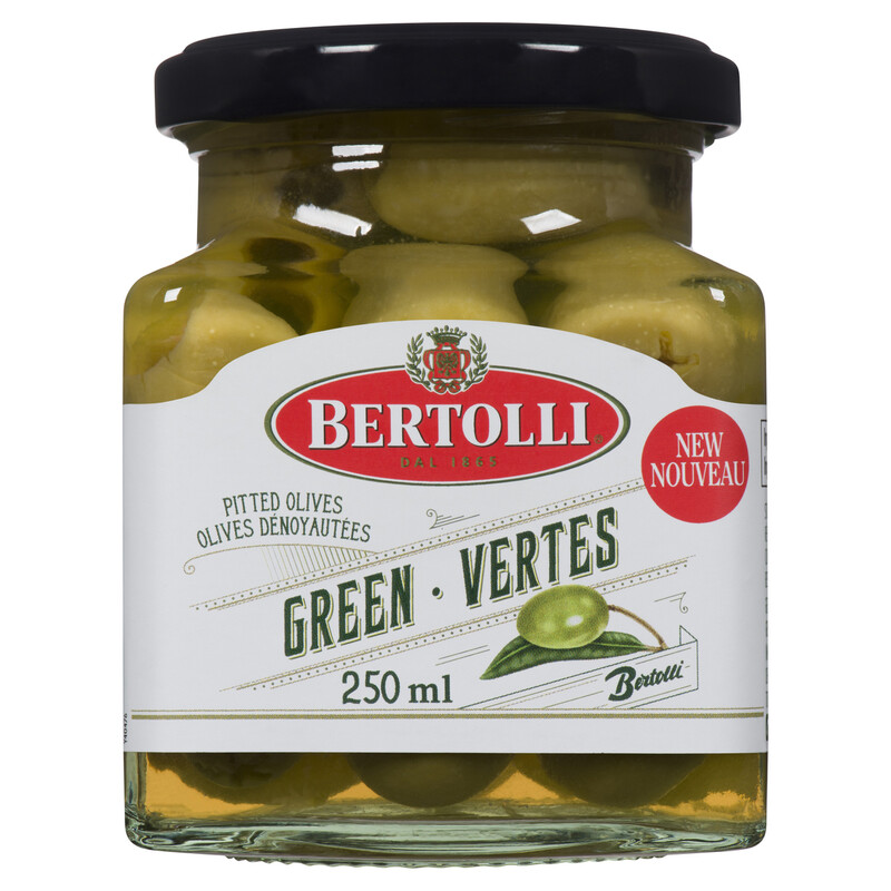Bertolli Green Pitted Olives 250 mL - Voilà Online Groceries & Offers