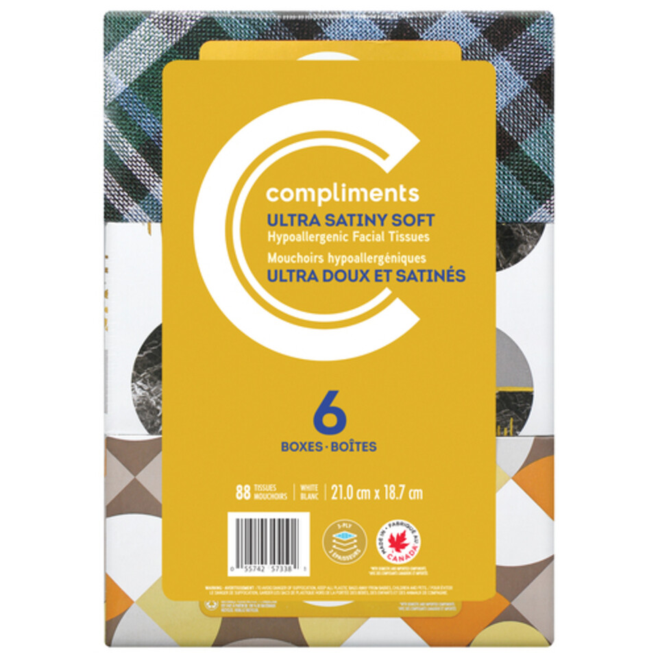 Compliments Facial Tissue Ultra Soft 3-Ply 6 Boxes x 88 Sheets - Voilà ...