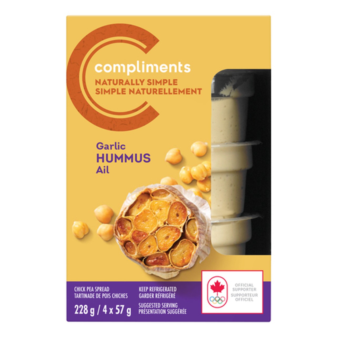 Compliments Naturally Simple Mini Hummus Garlic Chick Pea 228 g - Voilà ...