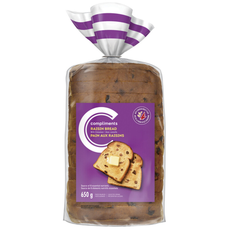 Compliments Raisin Bread 650 g - Voilà Online Groceries & Offers