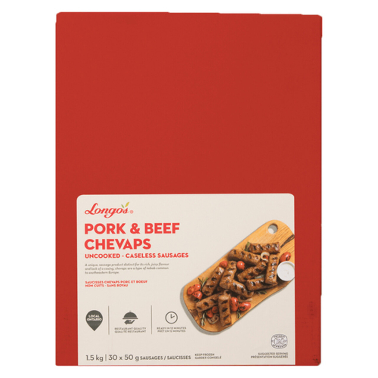 Longo's Frozen Chevaps Pork & Beef 1.5 kg - Voilà Online Groceries & Offers