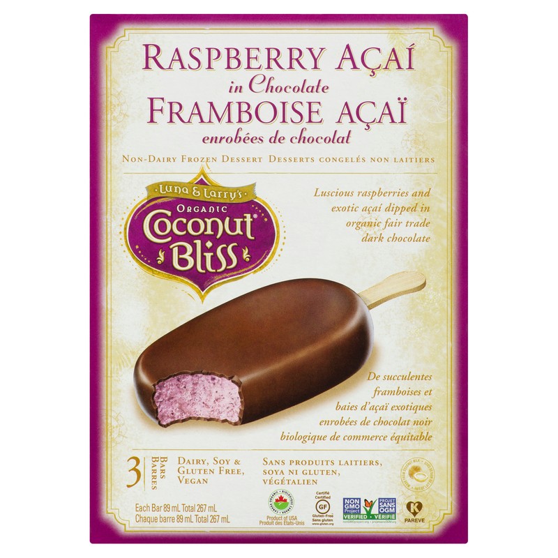 Luna & Larry's Coconut Bliss Gluten-Free Non-Dairy Frozen Dessert Bars ...