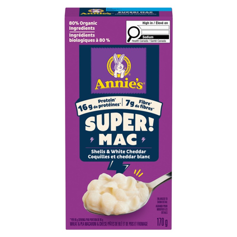 Annie's Super! Mac N Cheese Shells & White Cheddar 170 g - Voilà Online Groceries & Offers