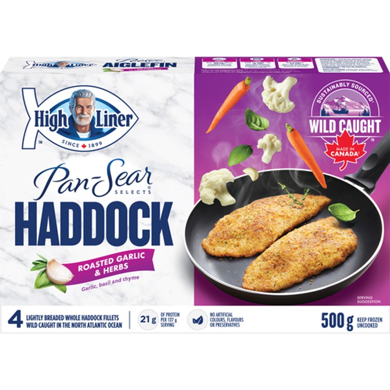 High Liner Frozen Pan Seared Haddock Fillets Roasted Garlic & Herbs 500 ...