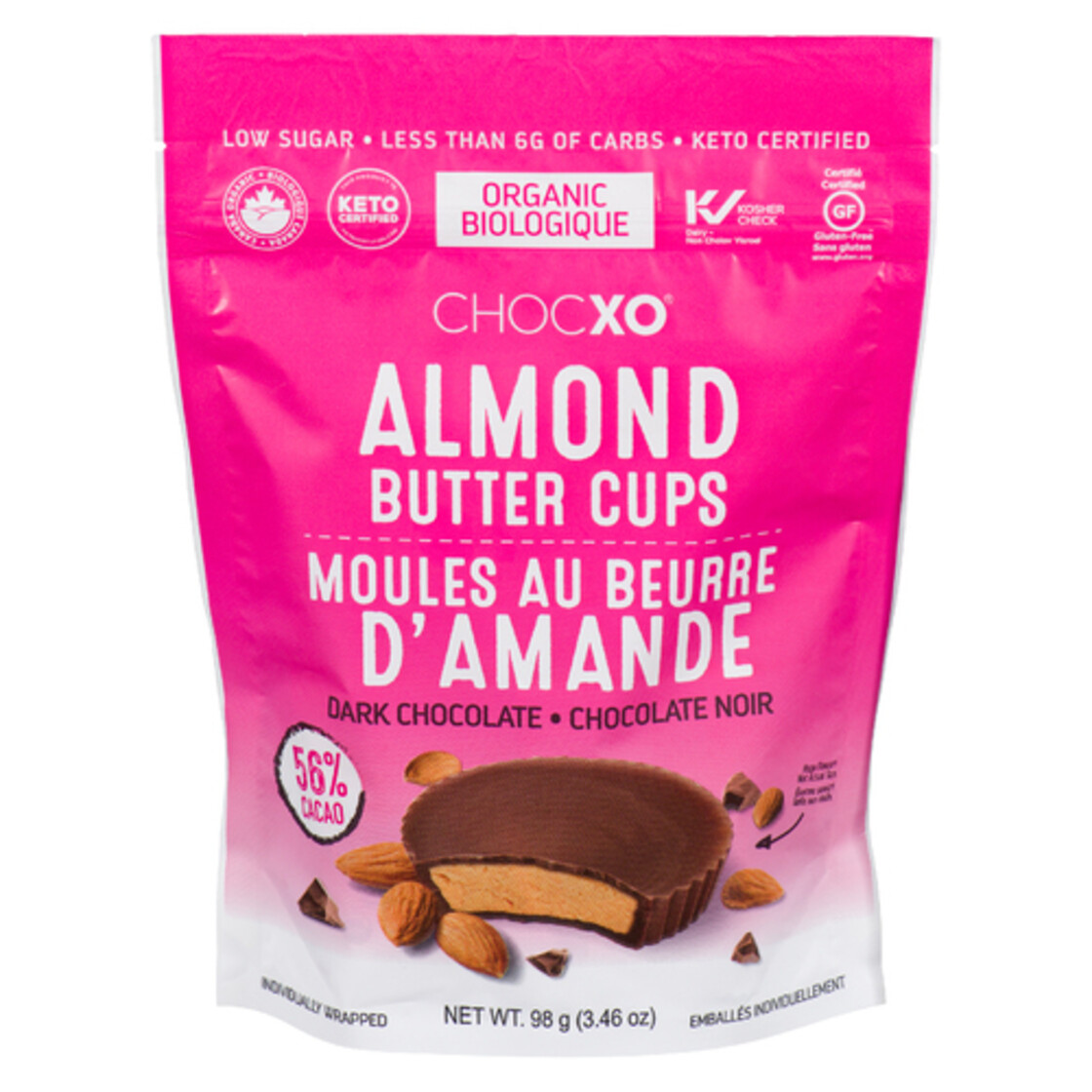 Chocxo Organic Dark Chocolate Almond Butter Cup 98 g - Voilà Online ...