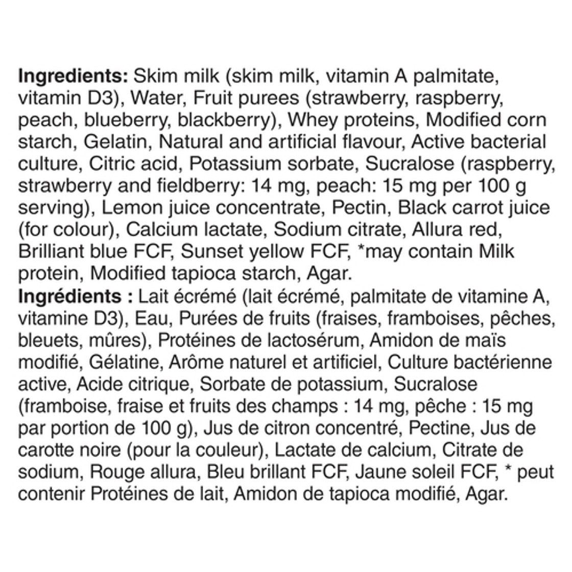 Yoplait Source 0% Traditional Yogurt Smooth Cups Variety Pack 16 x 100 ...