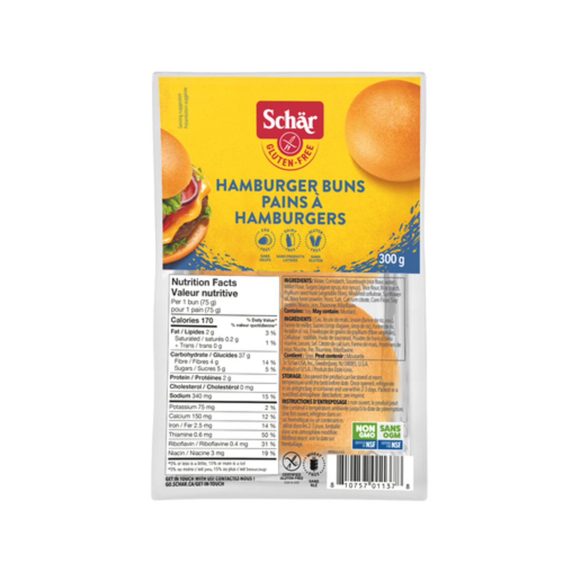 Schar Gluten-Free Hamburger Buns 300 g - Voilà Online Groceries & Offers