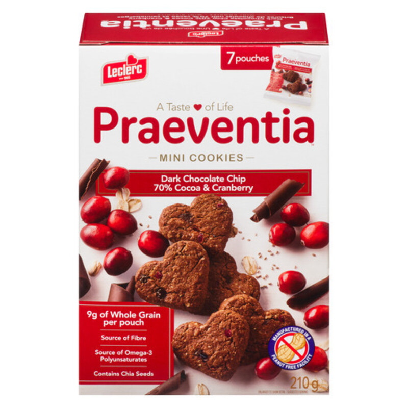Leclerc Praeventia Cookies Black Chocolate & Cranberry 210 g - Voilà ...