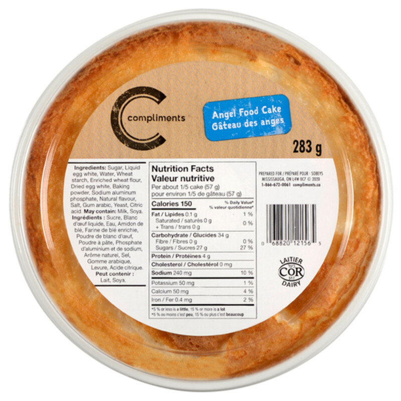 Compliments Angel Food Cake 283 g (frozen) - Voilà Online Groceries ...