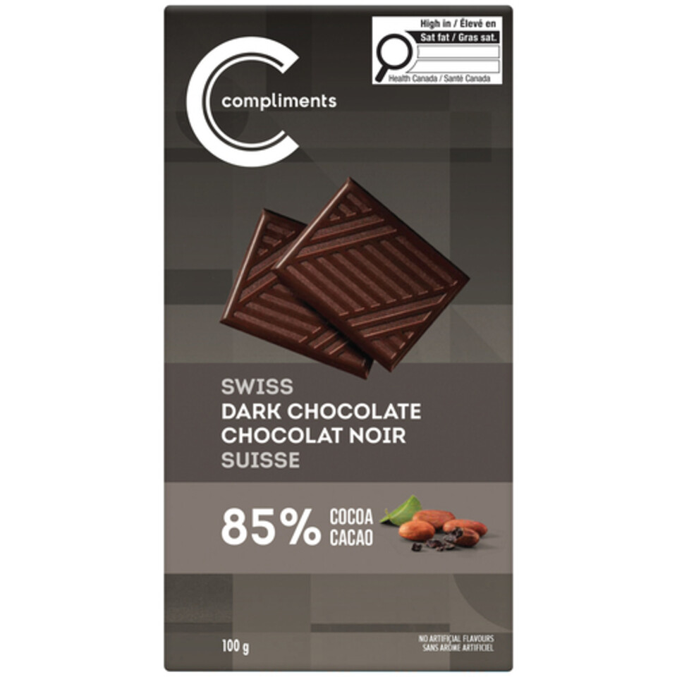Compliments Chocolate Bar Swiss Dark 85% Cocoa 100 g - Voilà Online ...