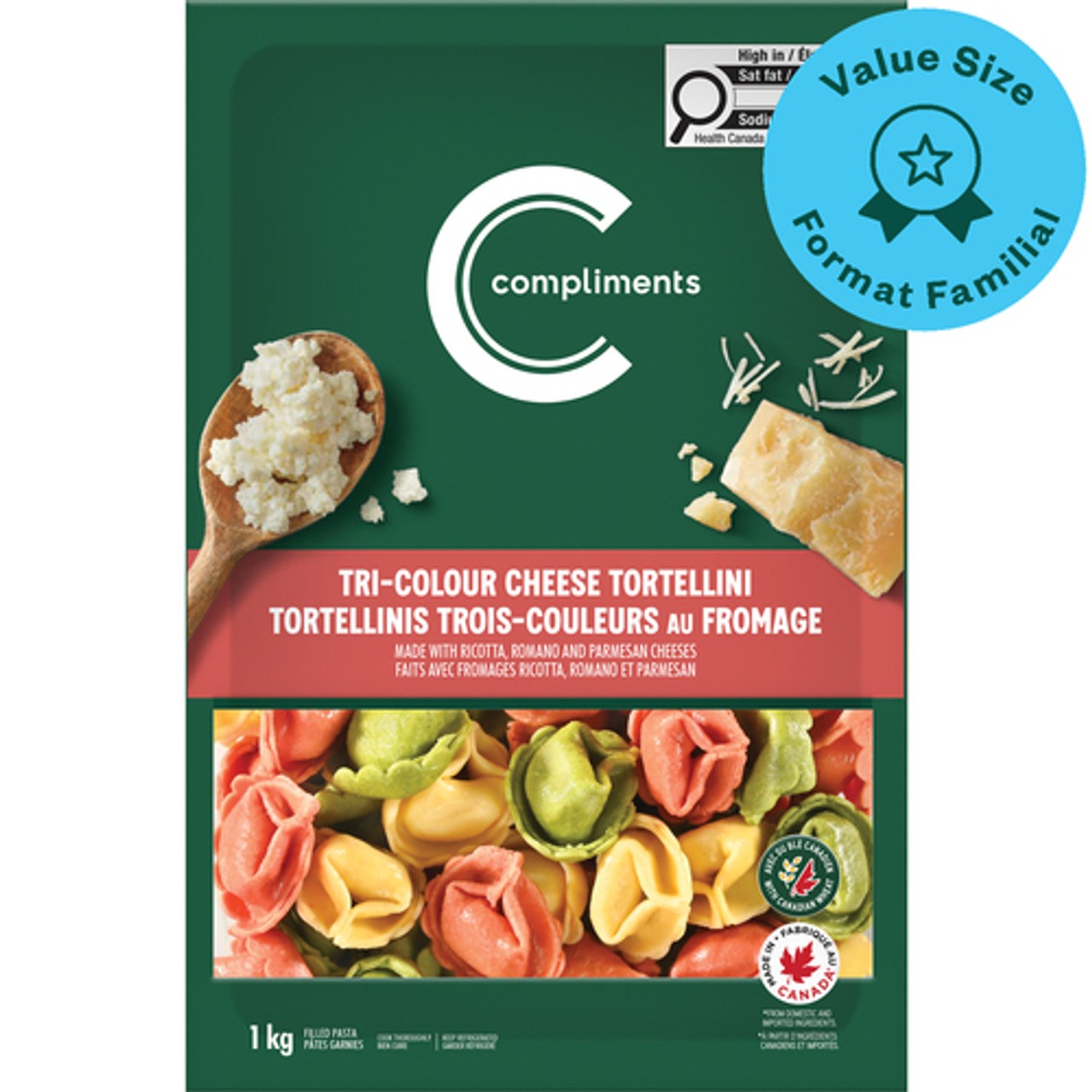 Compliments Pasta Naturally Tortellini Simple Cheese Tre- Color 1 kg ...