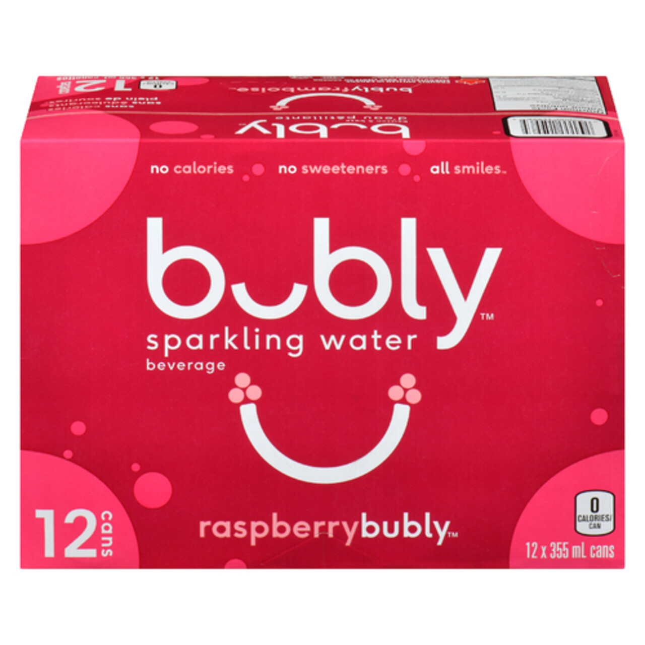 Bubly Sparkling Water Raspberry 12 x 355 ml (cans) - Voilà Online Groceries & Offers