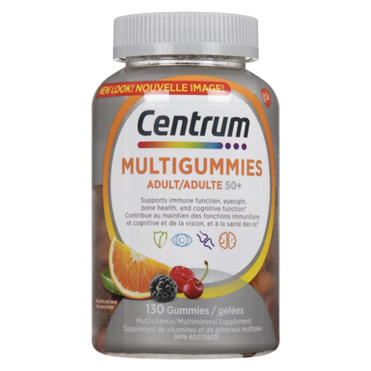 Centrum MultiGummies Multivitamin Adult 50+ Cherry Berry Orange 130 ...