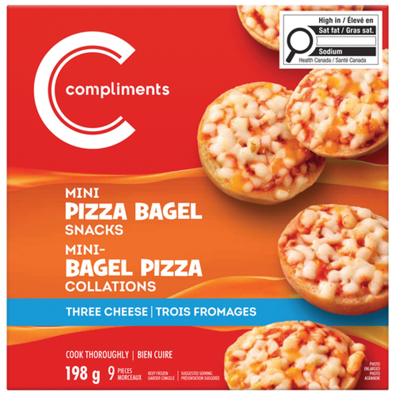 Compliments Frozen Mini Pizza Bagel Snacks 3 Cheese 198 g - Voilà ...