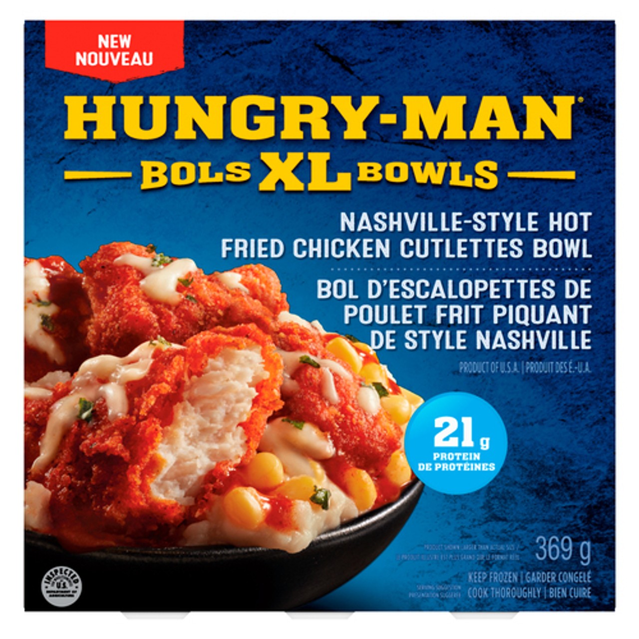 Hungry Man Frozen Dinner XL Bowl Nashville Style Hot Chicken 369 g ...
