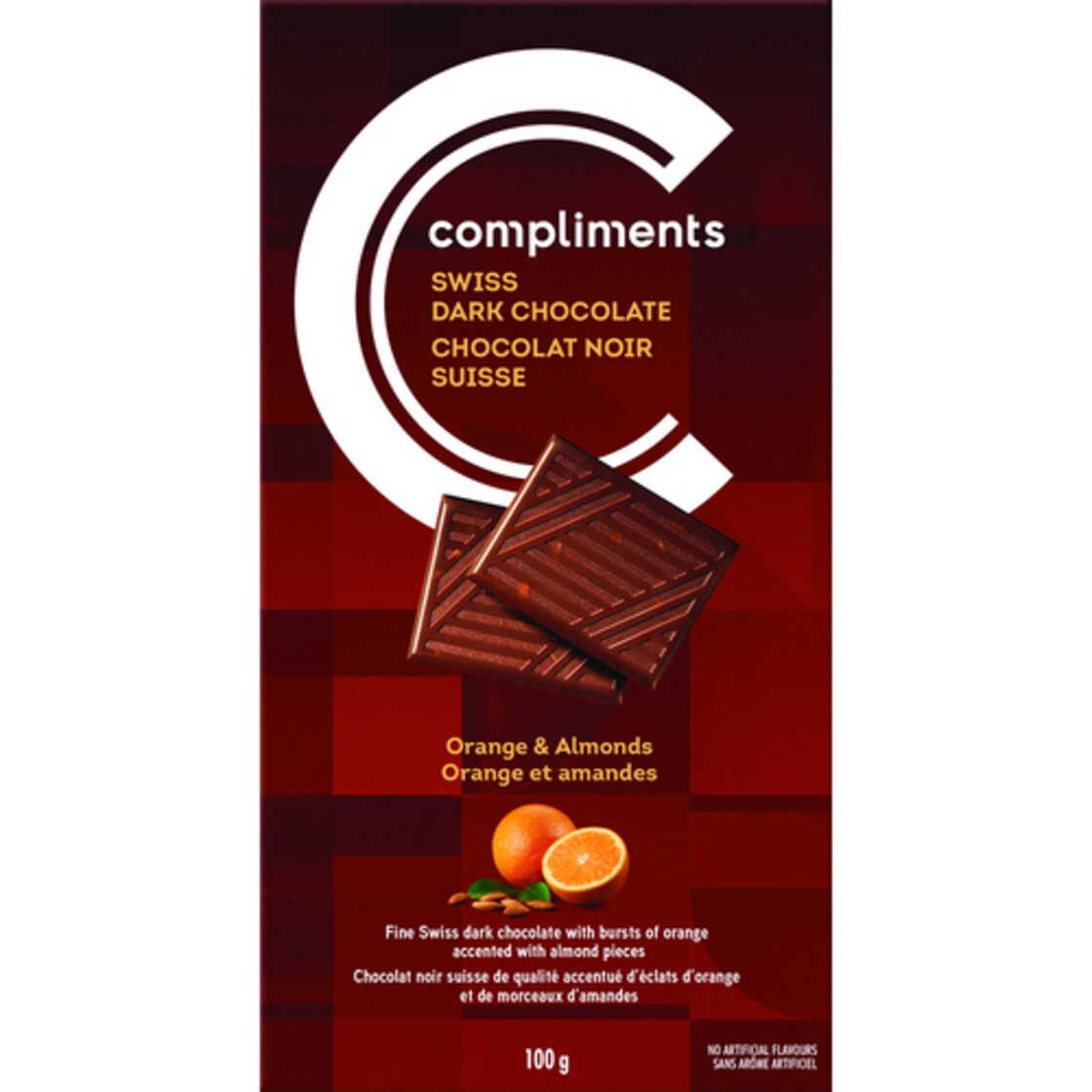 Compliments Swiss Dark Chocolate Orange & Almonds 100 g - Voilà Online ...
