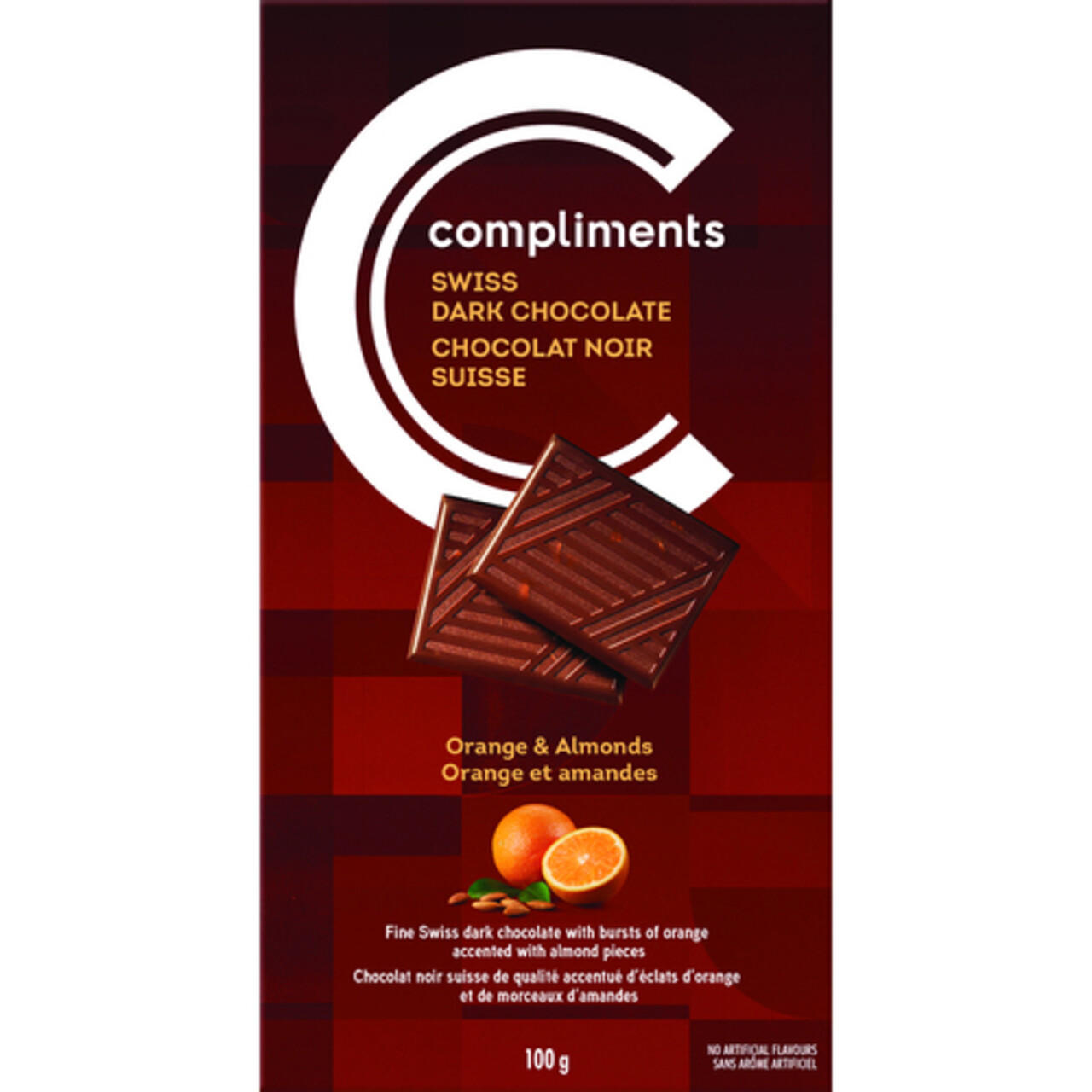Compliments Swiss Dark Chocolate Orange & Almonds 100 g - Voilà Online ...
