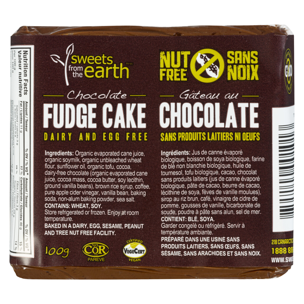 Sweets from the Earth Nut-Free Cake Slice Chocolate Fudge 100 g - Voilà ...