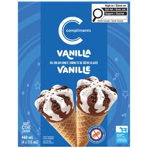 Compliments Peanut-Free Ice Cream Cone Vanilla 4 x 115 ml - Voilà ...