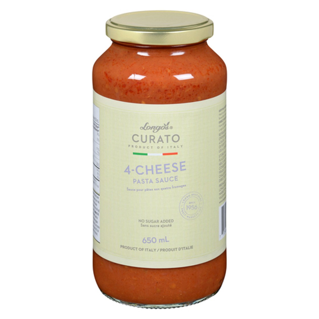 Longo's Curato Pasta Sauce Four Cheese 650 ml - Voilà Online Groceries ...