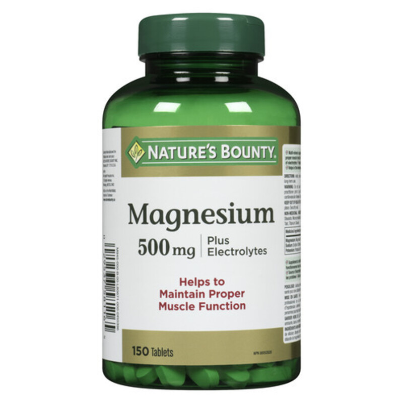 Nature's Bounty Magnesium Plus Electrolytes 500 mg Tablets 150 EA ...