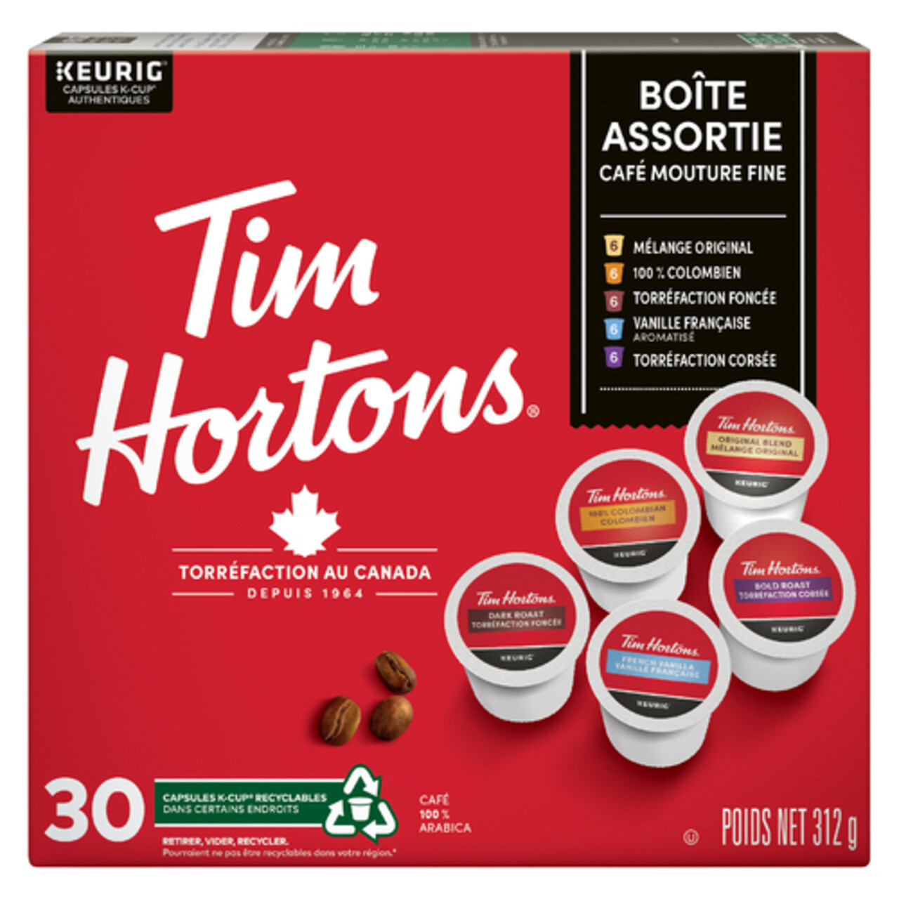 Tim Hortons Coffee Pods Variety Pack 30 K-Cups 312 g - Voilà Online ...