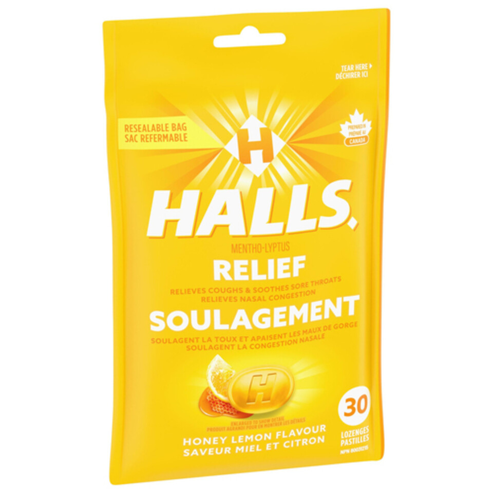Halls Mentho-Lyptus Cough Drops Honey Lemon Flavour 30 Lozenges - Voilà ...
