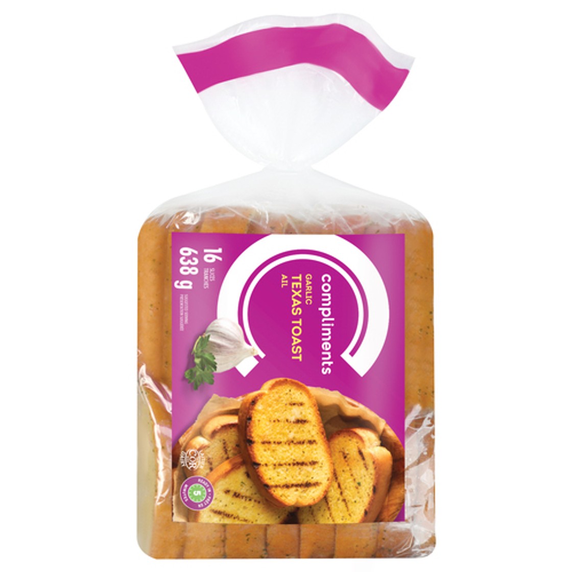 Compliments Texas Toast Garlic 638 g (frozen) - Voilà Online Groceries ...