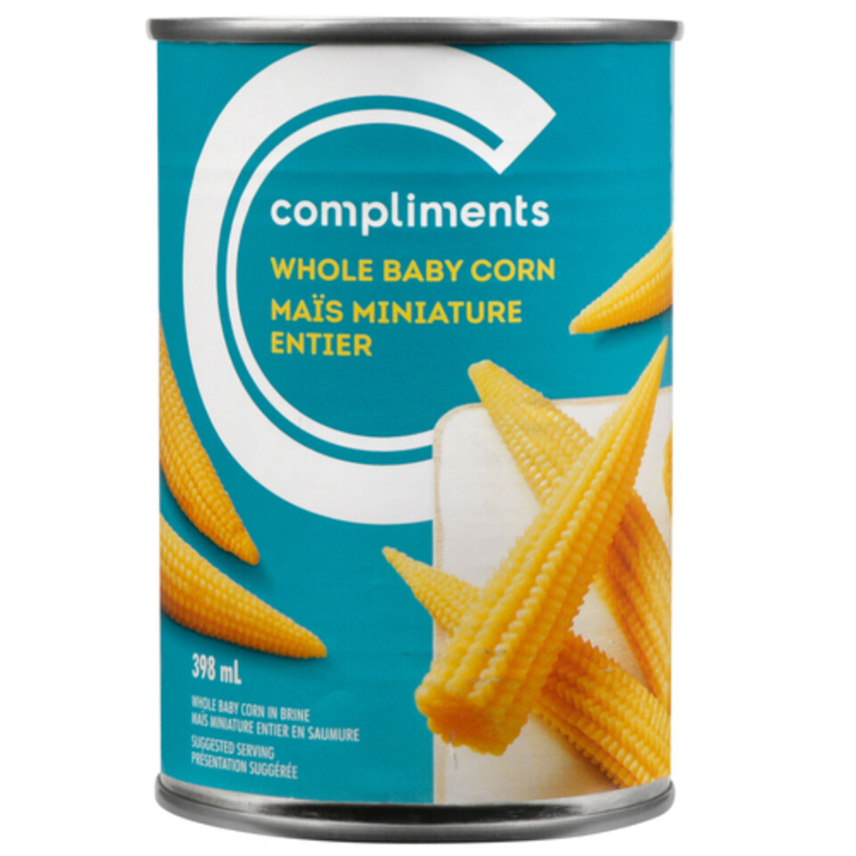 Compliments Canned Whole Baby Corn 398 ml - Voilà Online Groceries & Offers