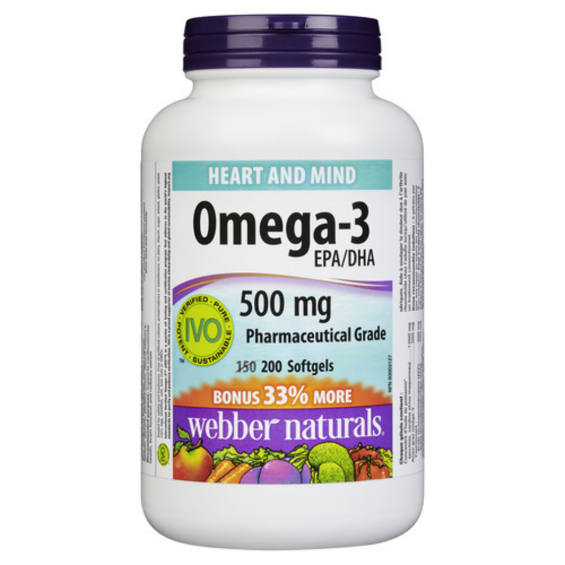 Webber Naturals Heart & Mind Omega 3 500 mg 200 EA Softgel Capsules ...