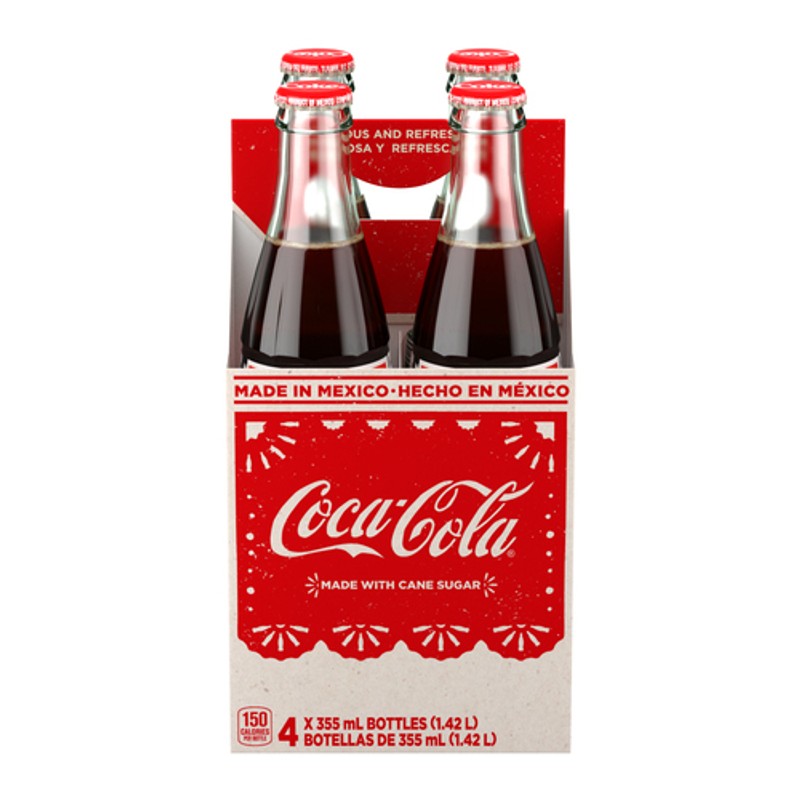 Coca-Cola Soda Mexican Glass 4 x 355 ml (glass bottles) - Voilà Online ...