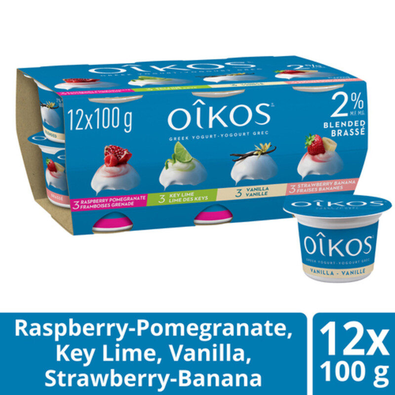 Oikos 2% Greek Yogurt Blended Raspberry-Pomegranate / Key Lime ...