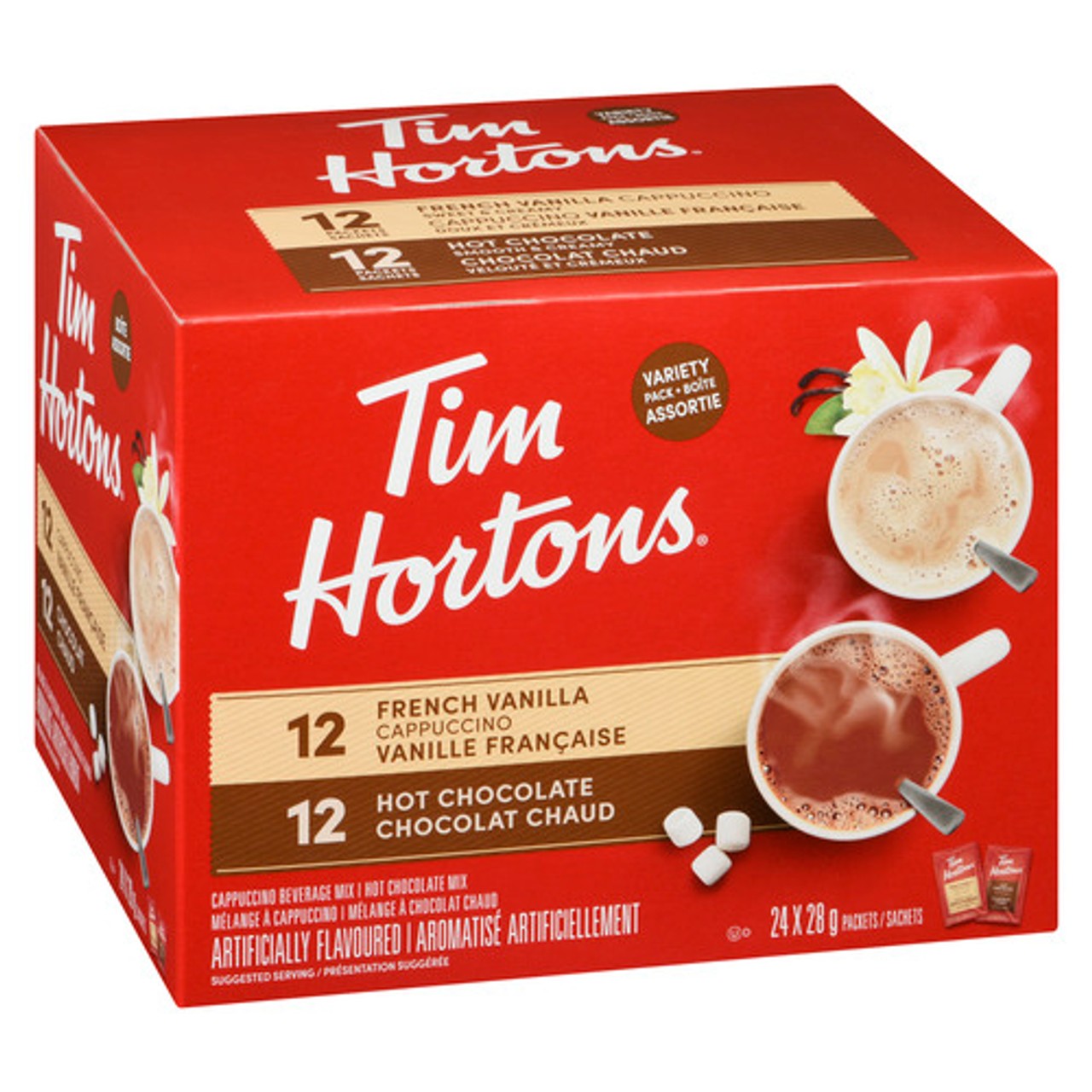 Tim Hortons Packets Hot Chocolate French Vanilla Cappuccino 24 x 28 g ...