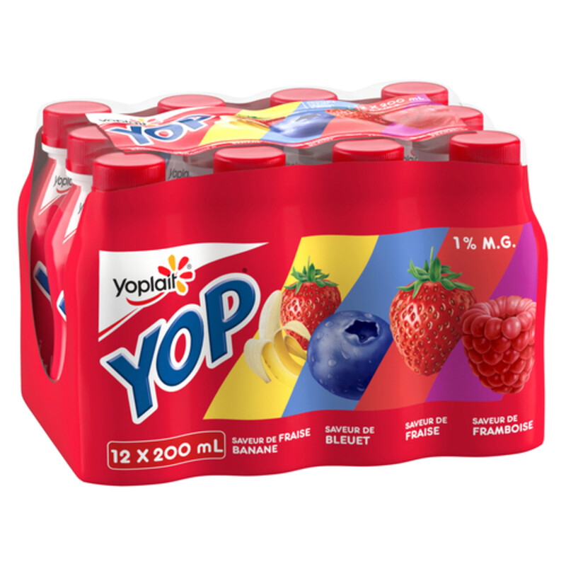 Yoplait Yop 1% Drinkable Yogurt Strawberry Blueberry Raspberry and ...