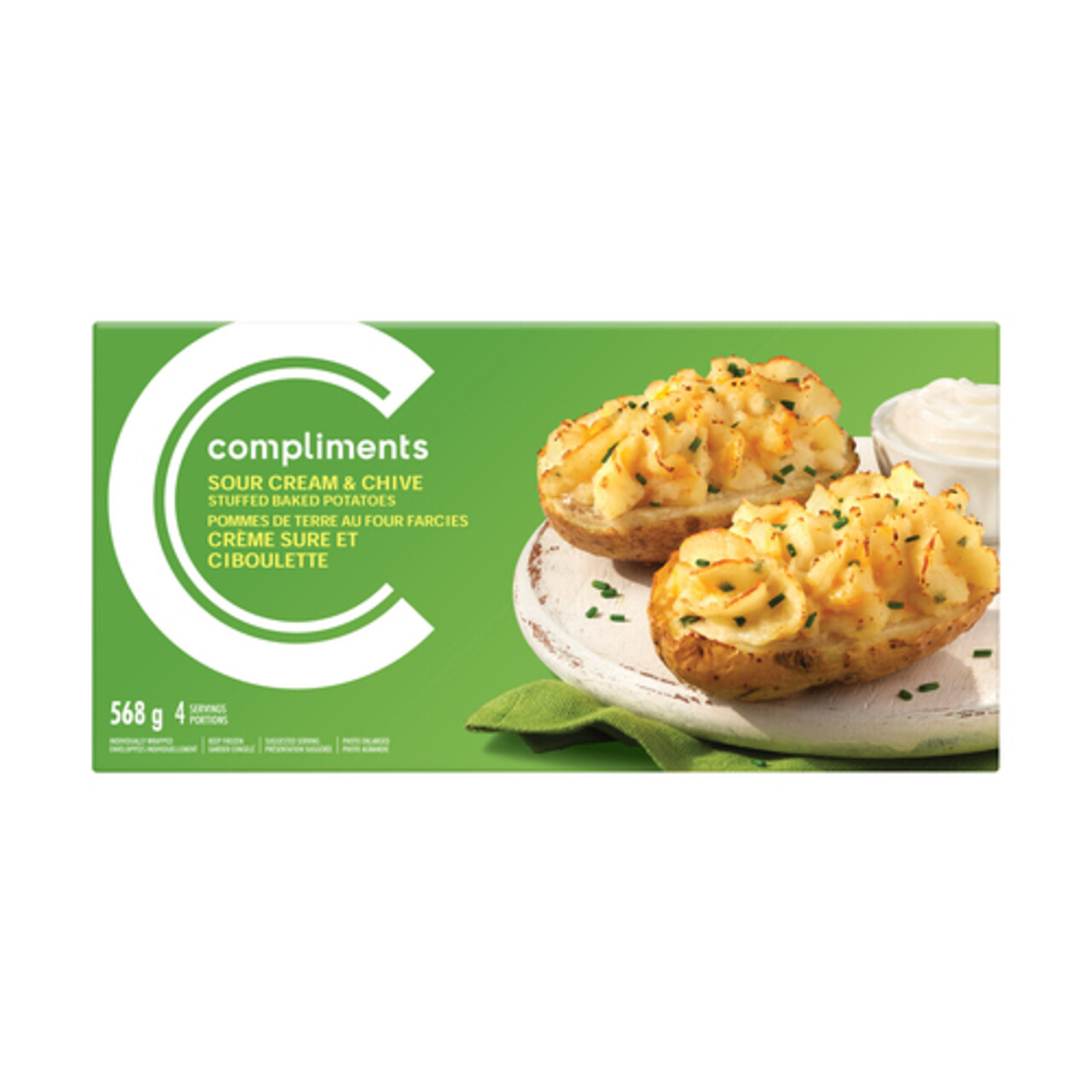 Compliments Frozen Stuffed Bake Potato Sour Cream And Chives 568 g ...