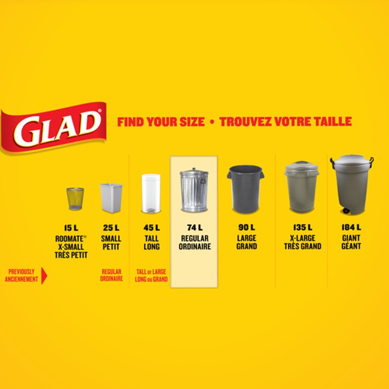 Glad Garbage Bags Regular Black 74 L 100 Bags - Voilà Online Groceries ...