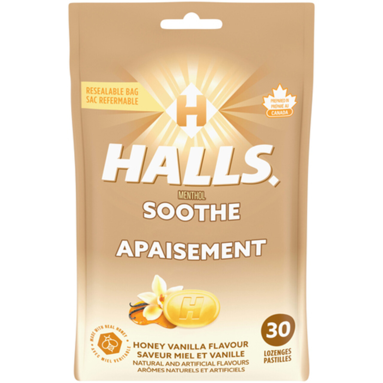 Halls Mentho-Lyptus Honey Cough Drops Vanilla Flavour 30 Lozenges ...
