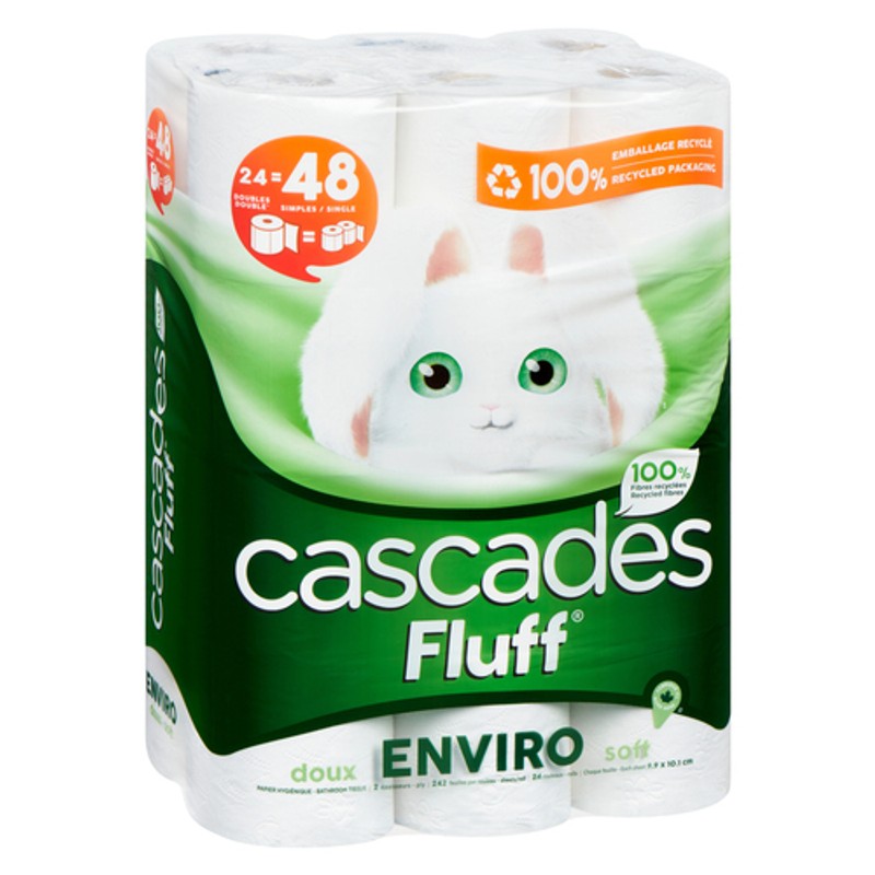 Cascades Fluff Enviro Toilet Paper 2-Ply 24 Rolls x 242 Sheets - Voilà ...