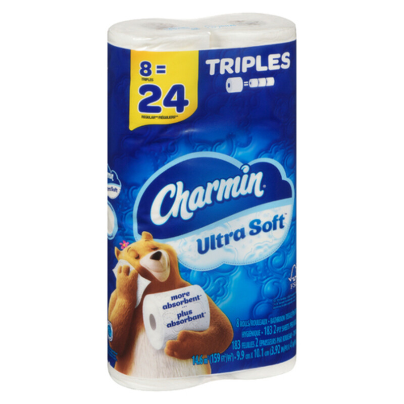 Charmin Toilet Paper Ultra Soft 2-Ply 8 Triple Rolls x 183 Sheets ...