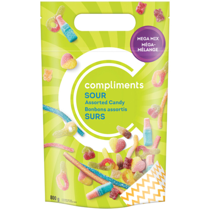 Compliments Mega Mix Candy Assorted Sour 800 g - Voilà Online Groceries ...