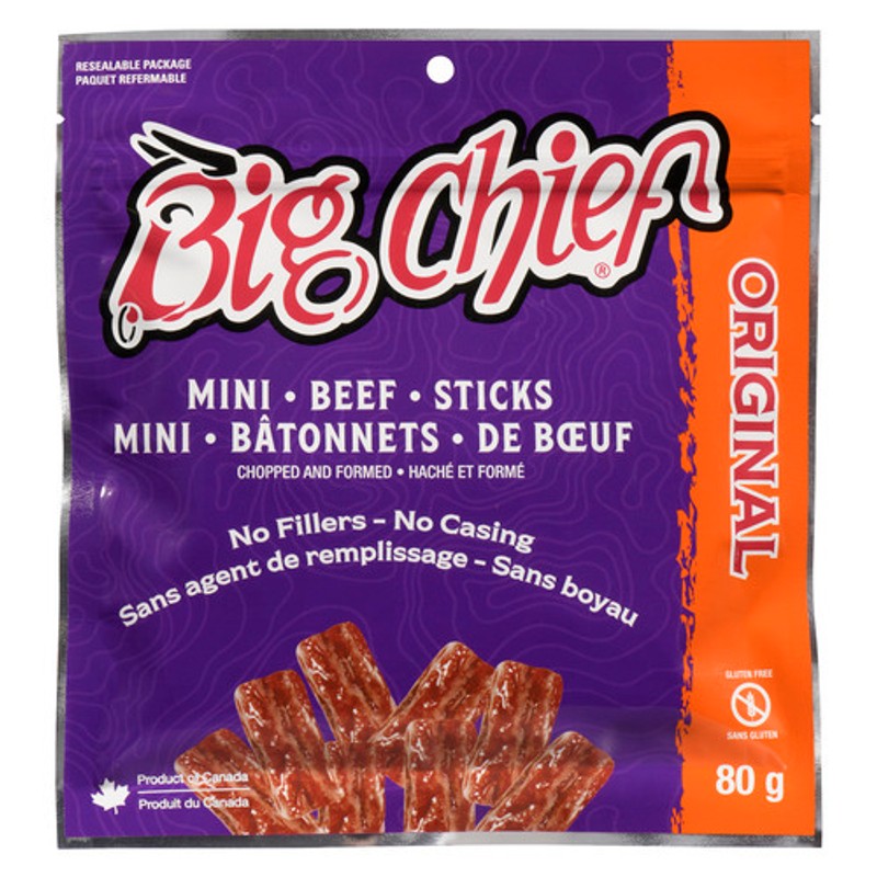 Big Chief Mini Beef Sticks Original 80 g - Voilà Online Groceries & Offers