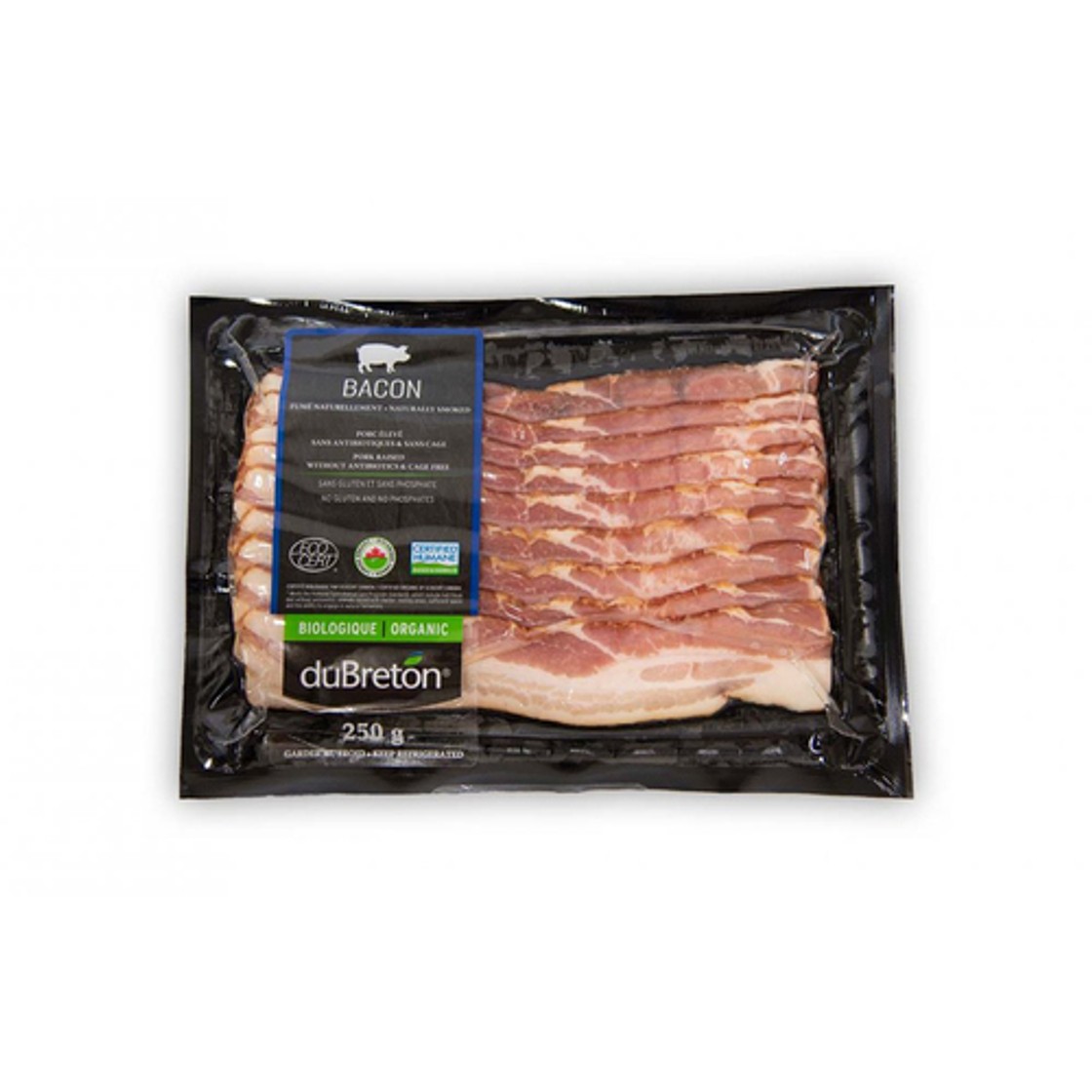 DuBreton Organic Bacon Regular 250 g - Voilà Online Groceries & Offers