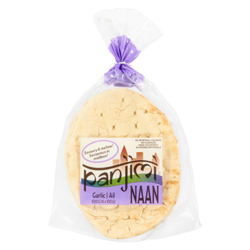 Panjimi Naan Garlic 6 Pack 600 g (frozen) - Voilà Online Groceries & Offers