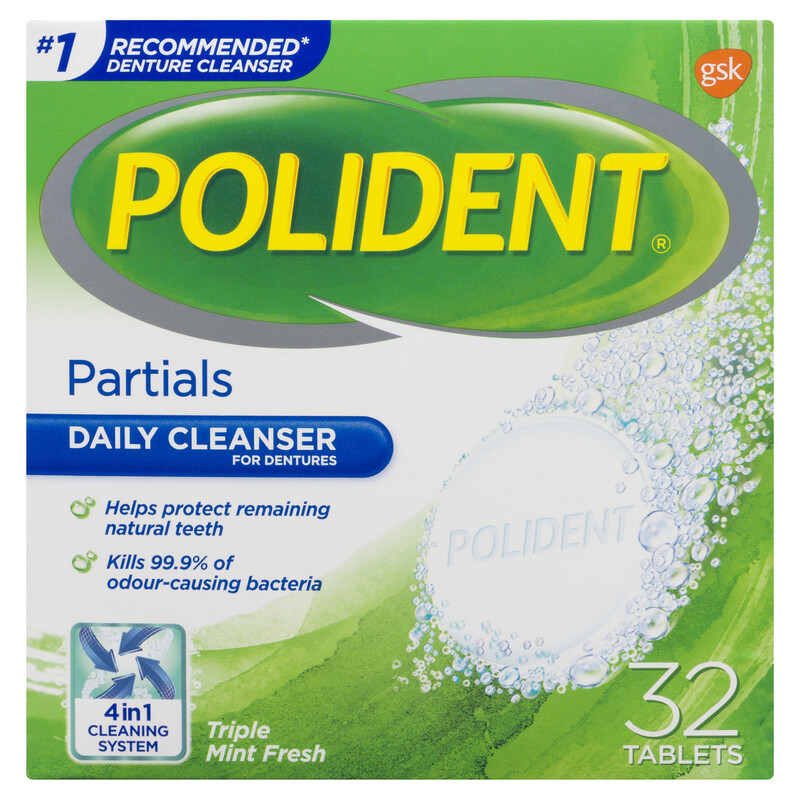 Polident Partials Daily Denture Cleanser 32 Tablets - Voilà Online ...