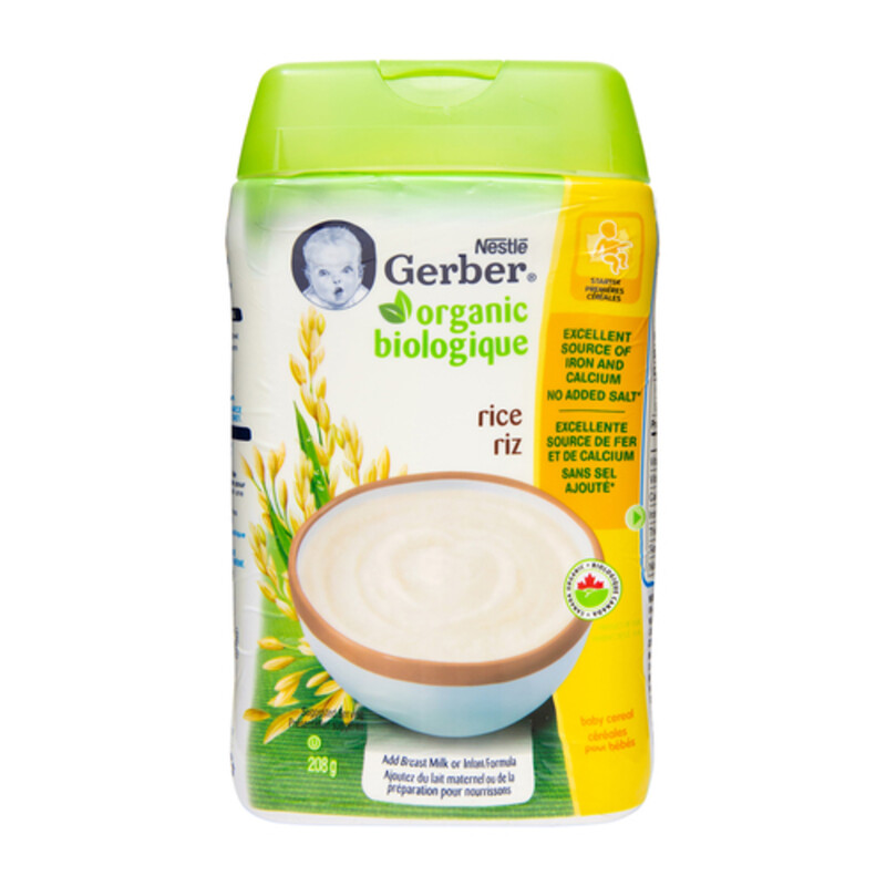Gerber Organic Baby Cereal Rice 208 g - Voilà Online Groceries & Offers