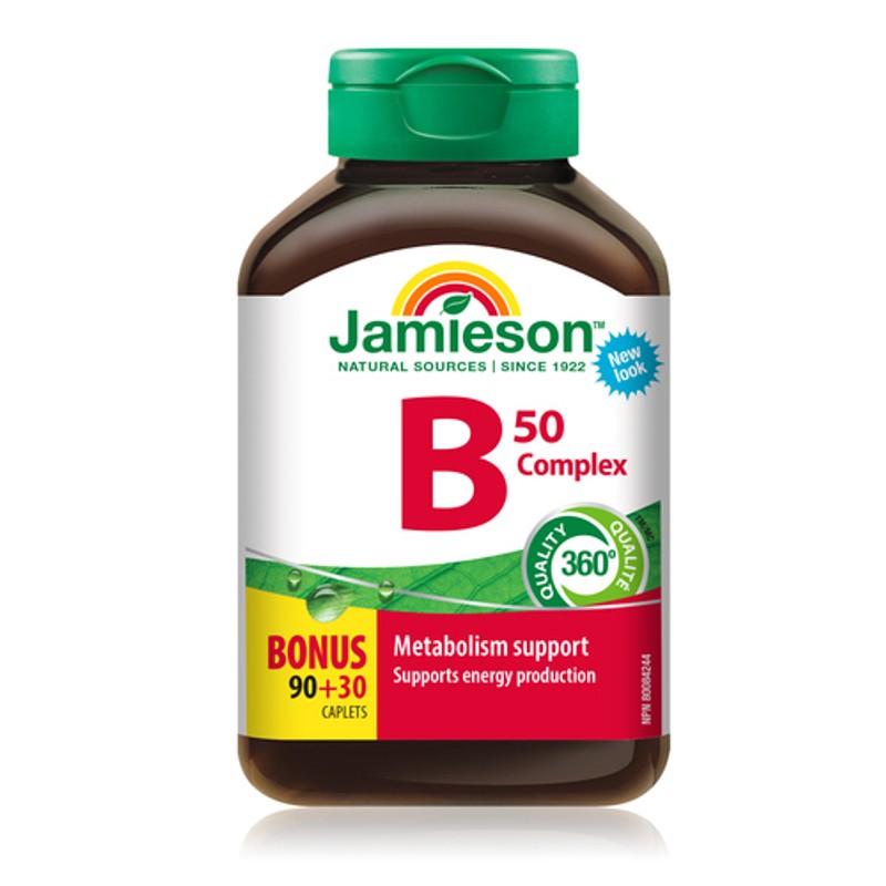 Jamieson Vitamin B Complex 50 mg Supplement Caplets 120 Count - Voilà ...