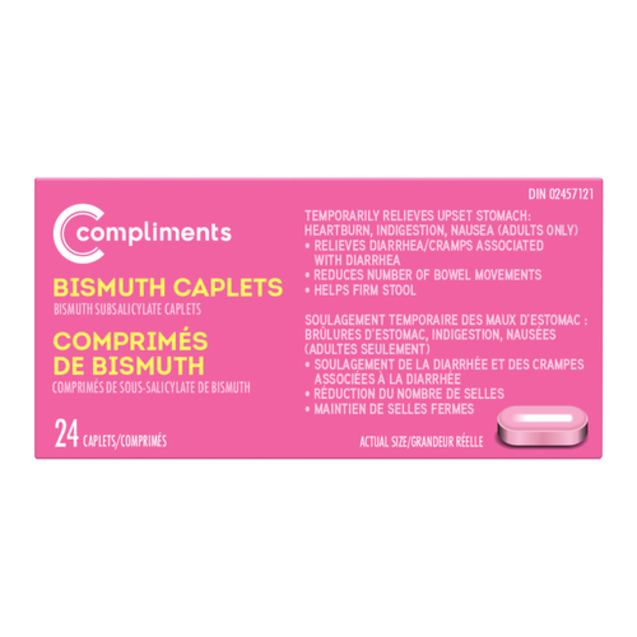 Compliments Bismuth Caplets 24 EA - Voilà Online Groceries & Offers