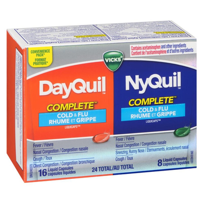 Vicks Complete Cold & Flu DayQuil/NyQuil Liquid Capsules 24 Count ...