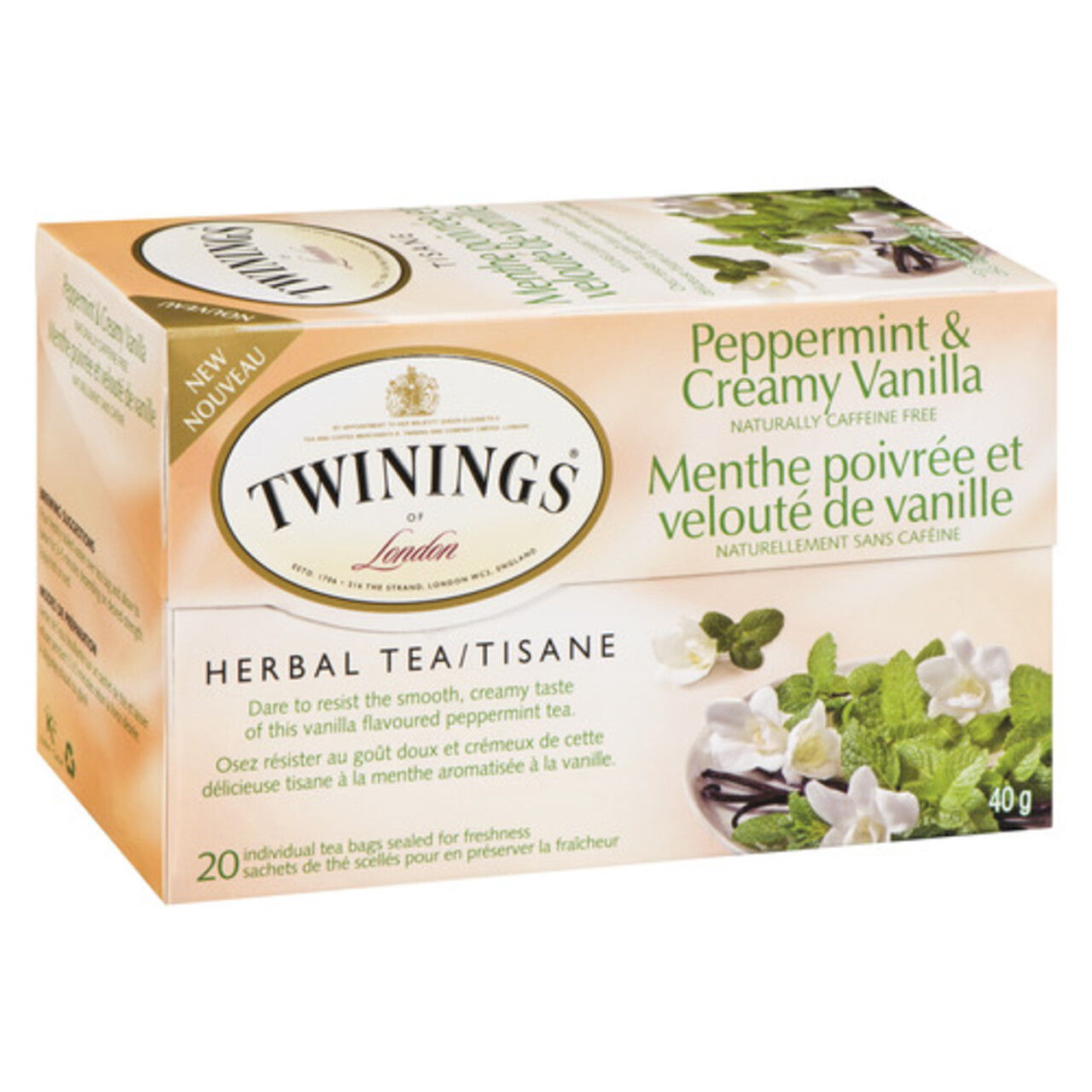 Twinings Of London Herbal Tea Peppermint & Creamy Vanilla 20 Tea Bags ...