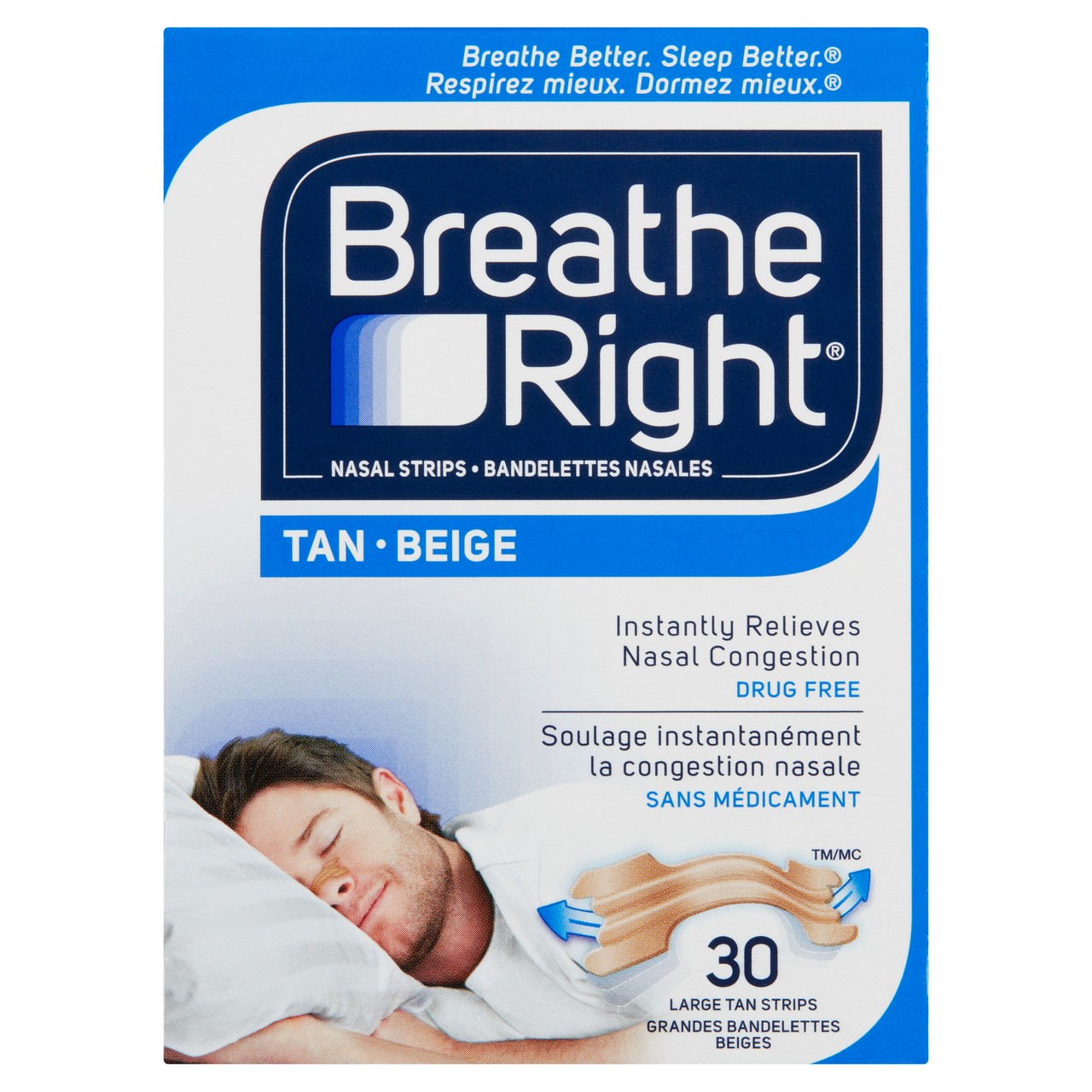 Breathe Right Instant Relief Nasal Strips Tan Large 30 EA - Voilà ...
